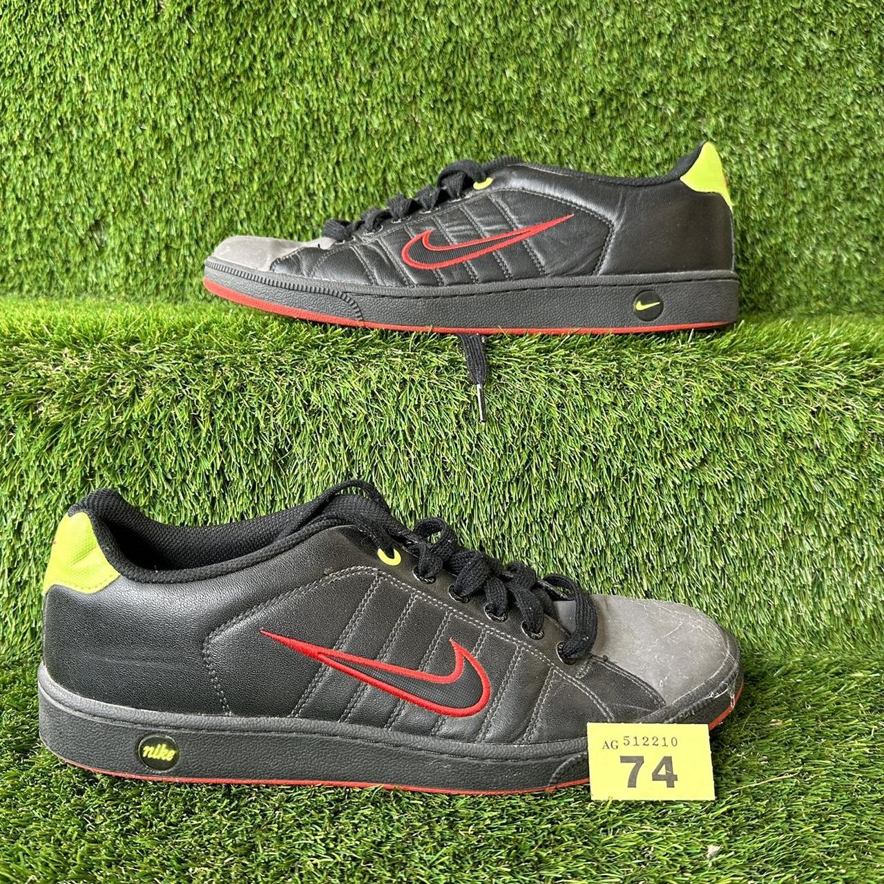 NY74 Nike black and red unique trainers. Size 10.... - Depop