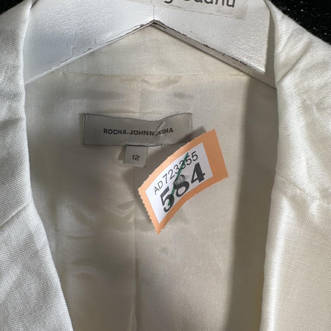 MO584 White and cream jacket with flower detailing... - Depop