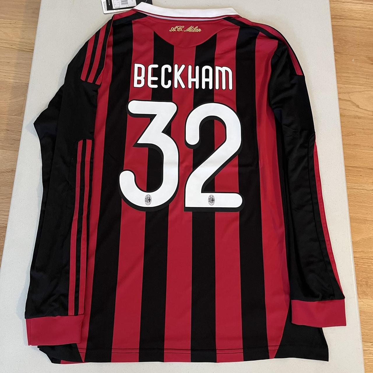 DAVID BECKHAM LONG SLEEVE AC MILAN JERSEY NEW WITH... - Depop