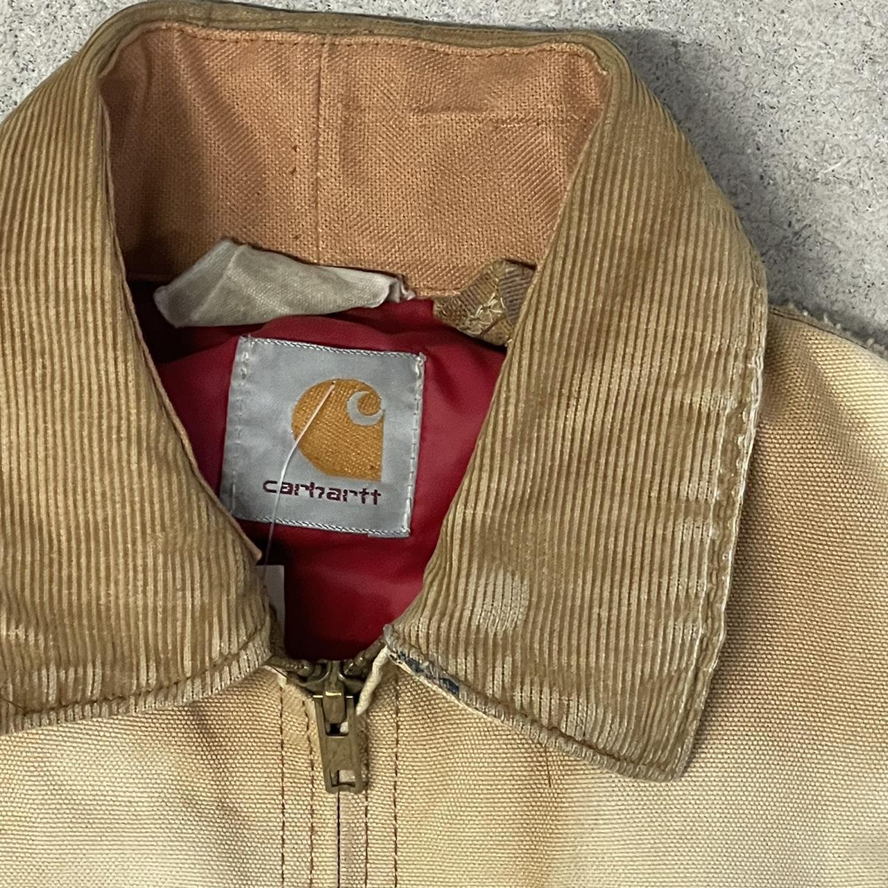 80s Carhartt Cream Detroit Jacket Brand:... - Depop