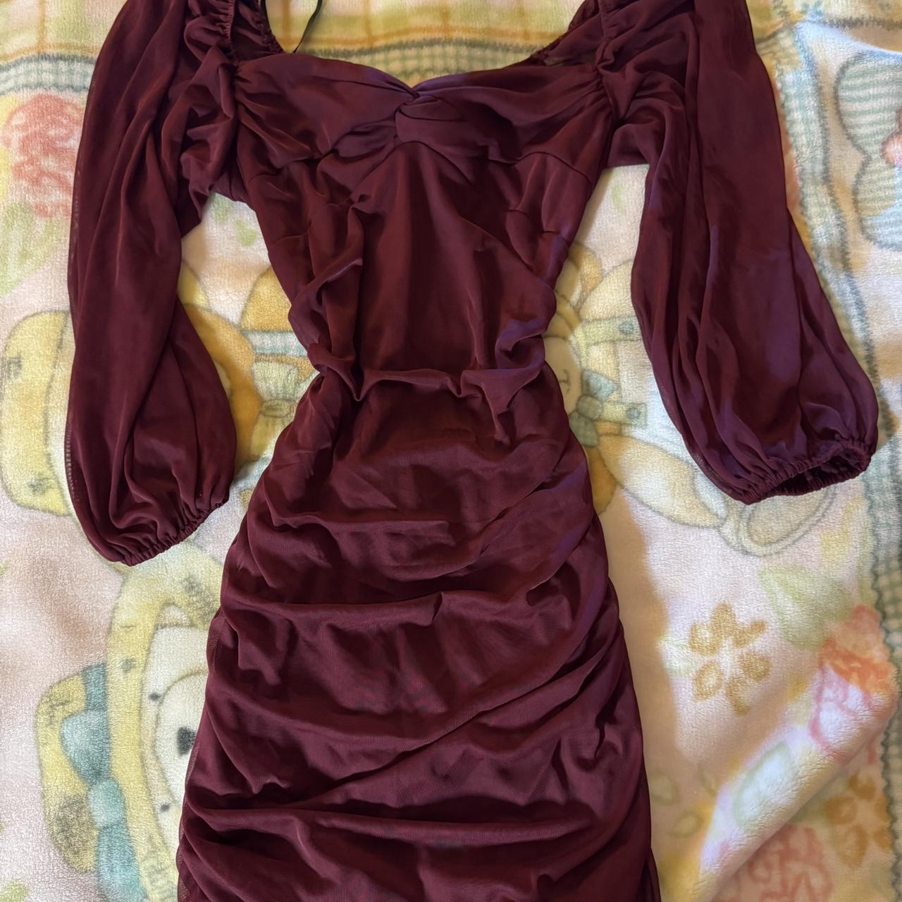 Burgundy/ red wine body on dress with flowy sleeves... | Depop