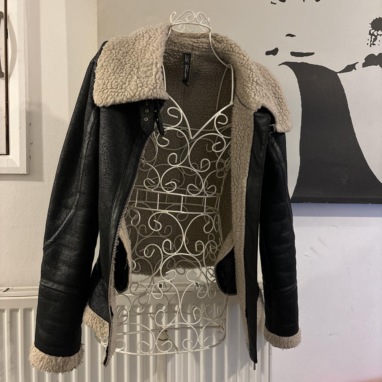 Faux leather jacket S/m Holes inside in pockets but... - Depop