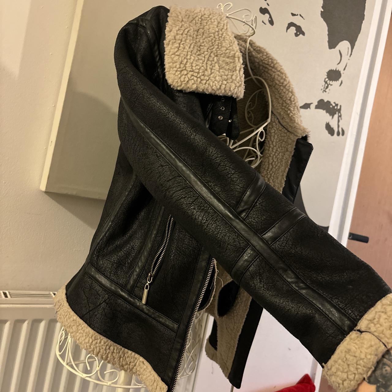 Faux leather jacket S/m Holes inside in pockets but... - Depop