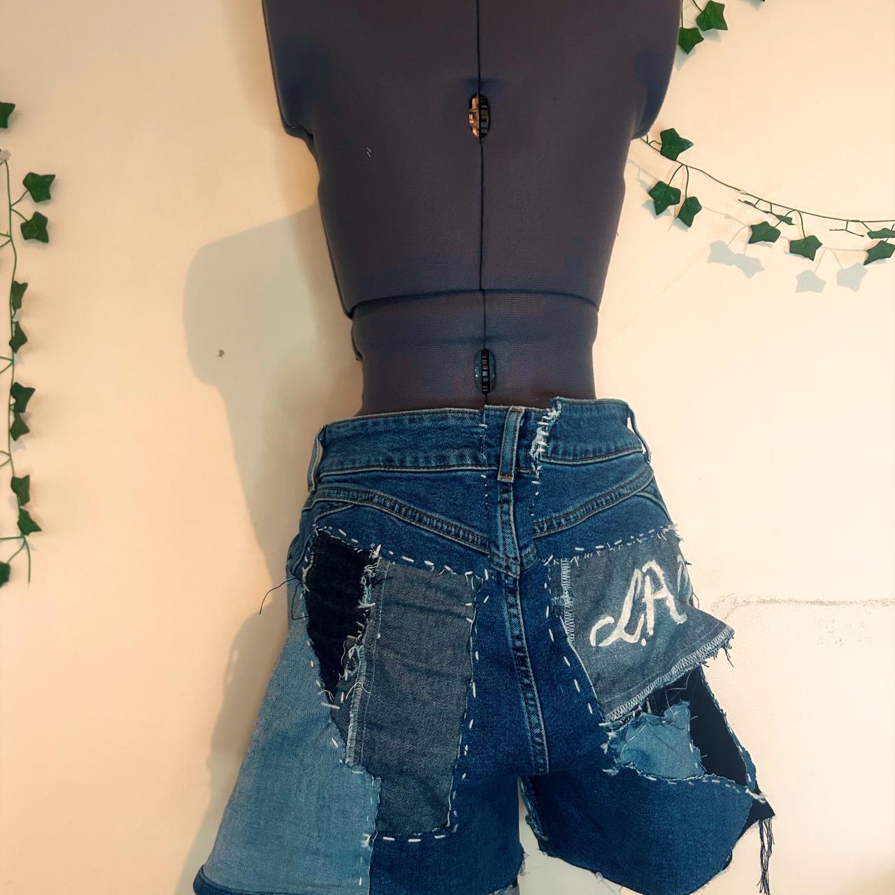 upcycled shorts only wore once as I finished them at... - Depop