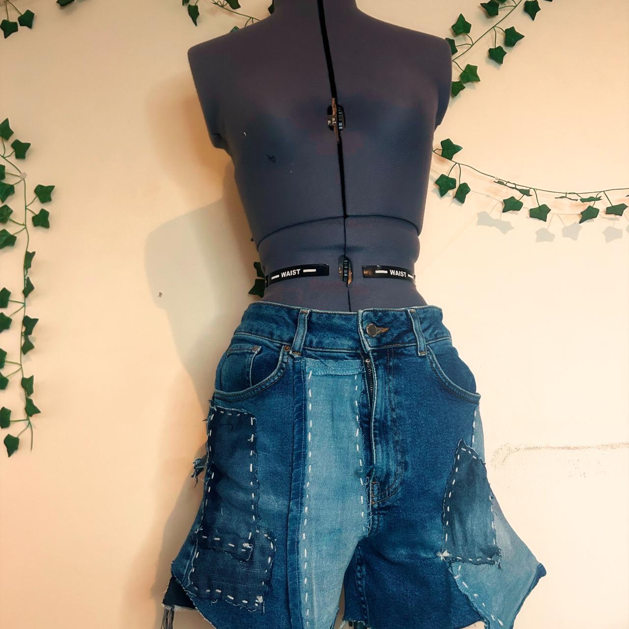 upcycled shorts only wore once as I finished them at... - Depop