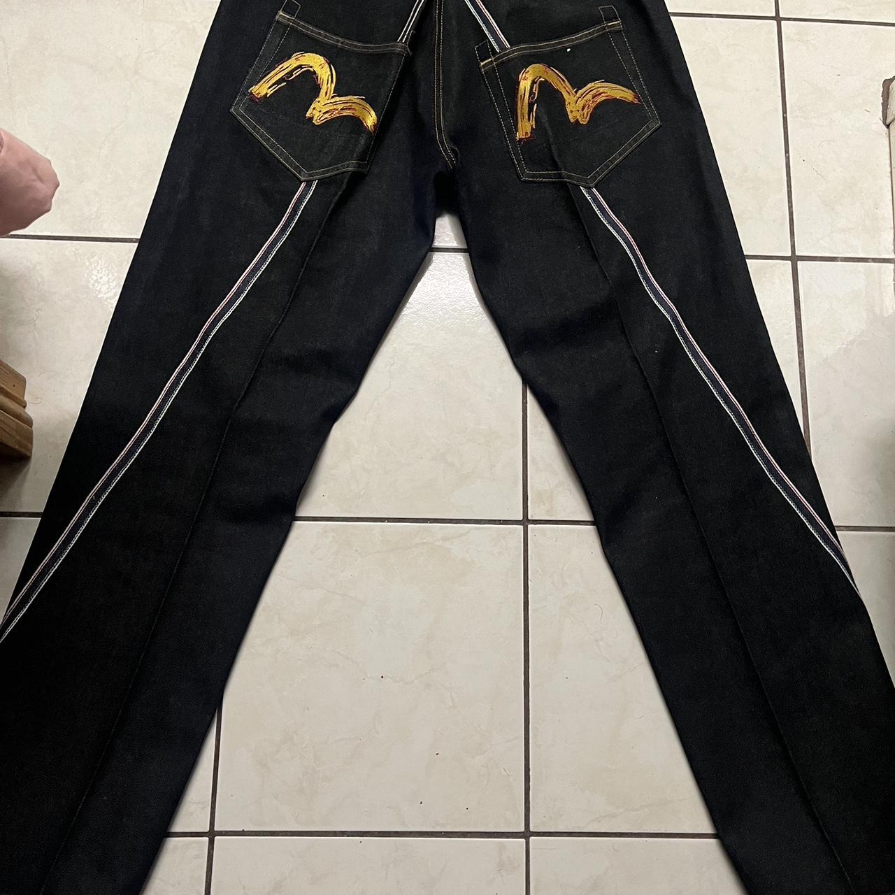 Evisu Men's Black Jeans | Depop