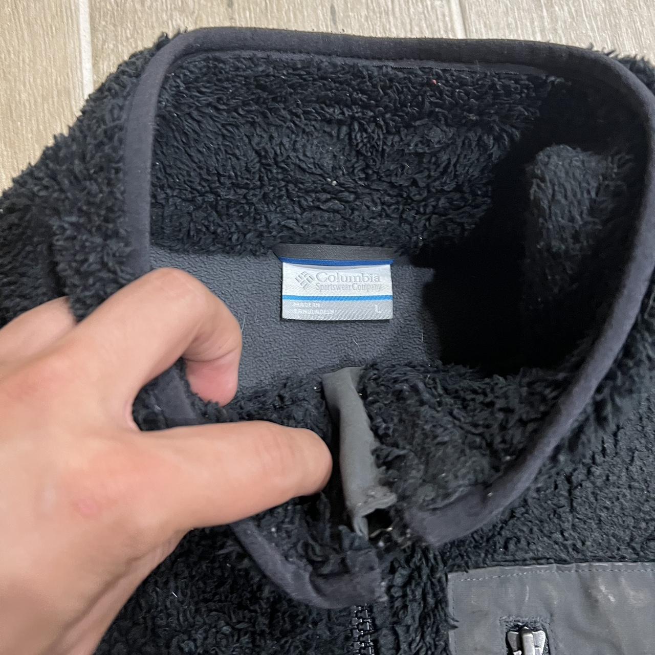 - Columbia Black Fuzzy Jacket L - in good condition - Depop