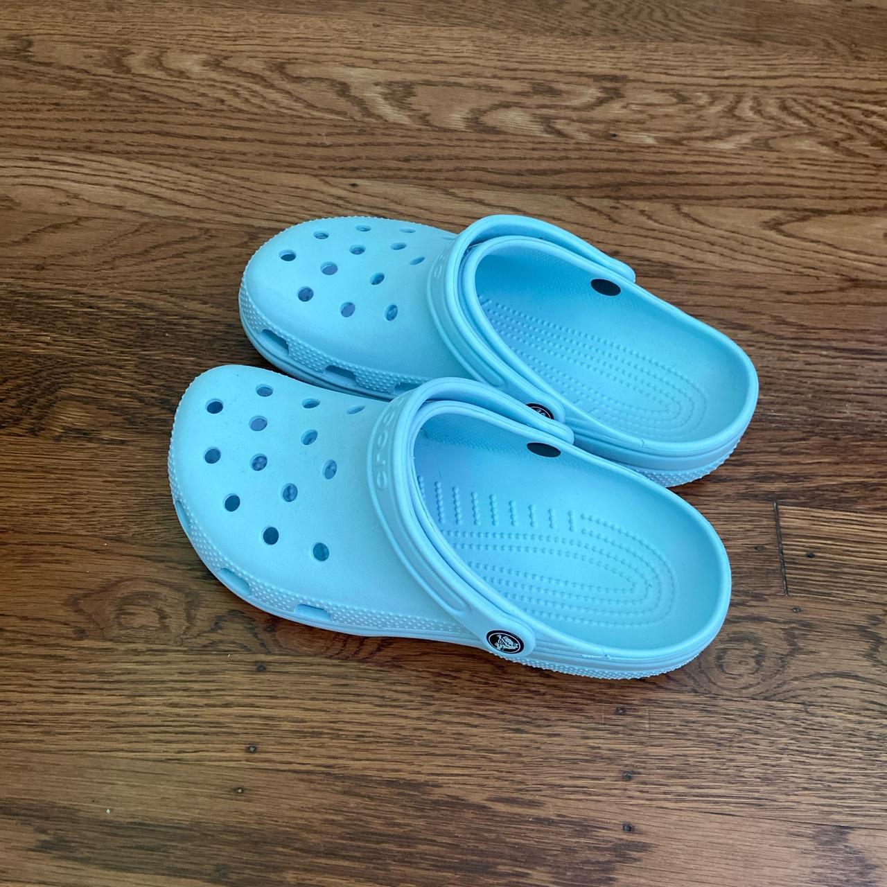 size 7 men’s 9 women’s light blue crocs - Depop