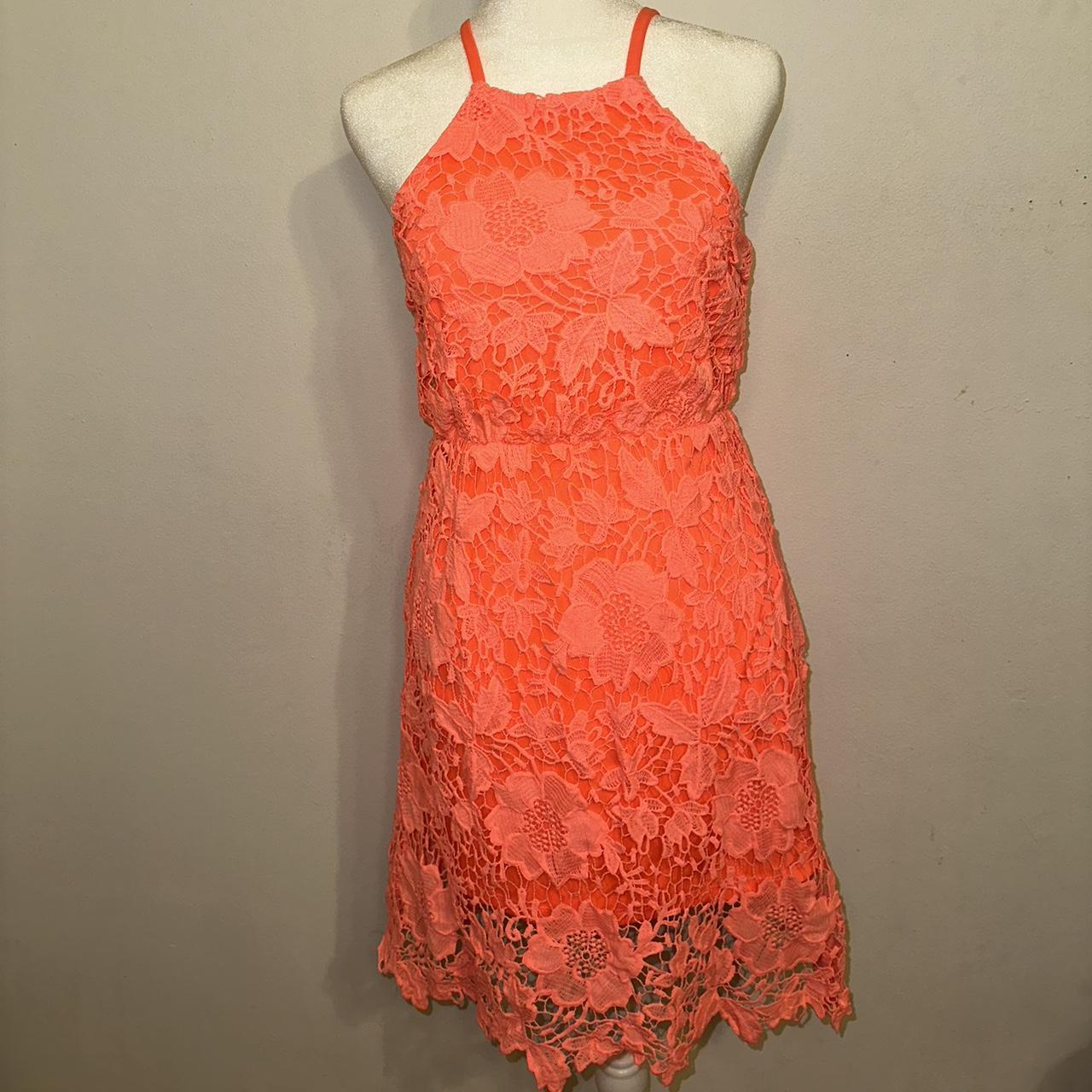 Neon Pink Lace Dress Depop