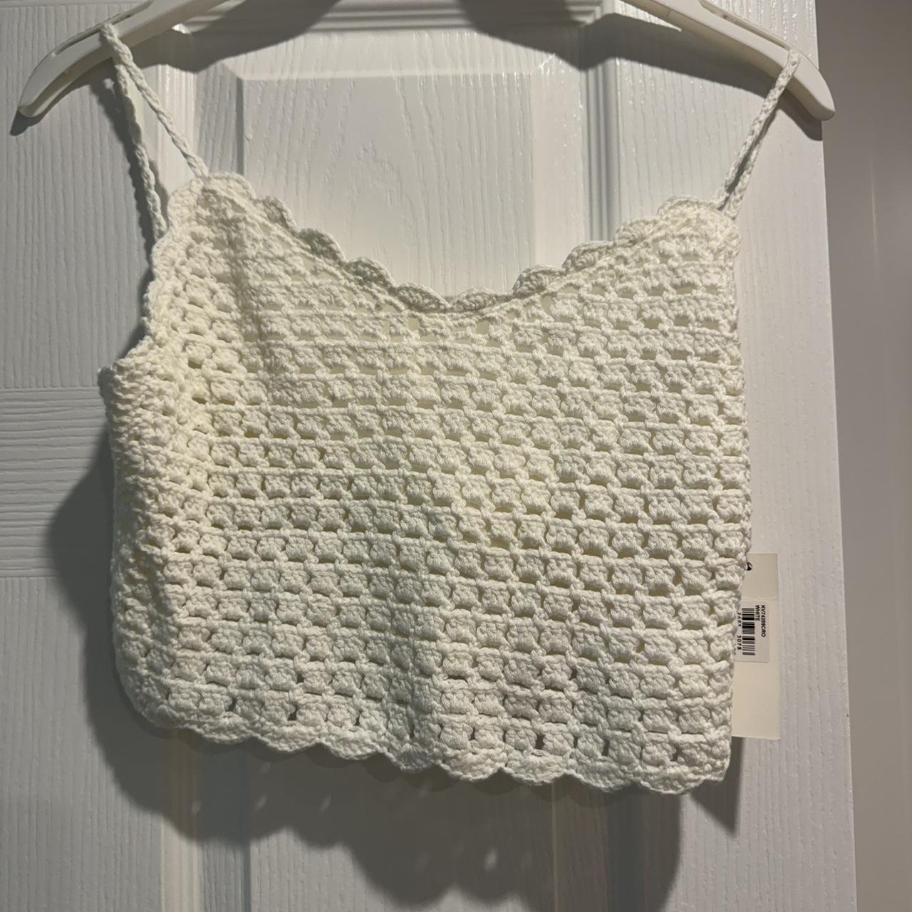 white glassons backless crochet top with tags size... | Depop