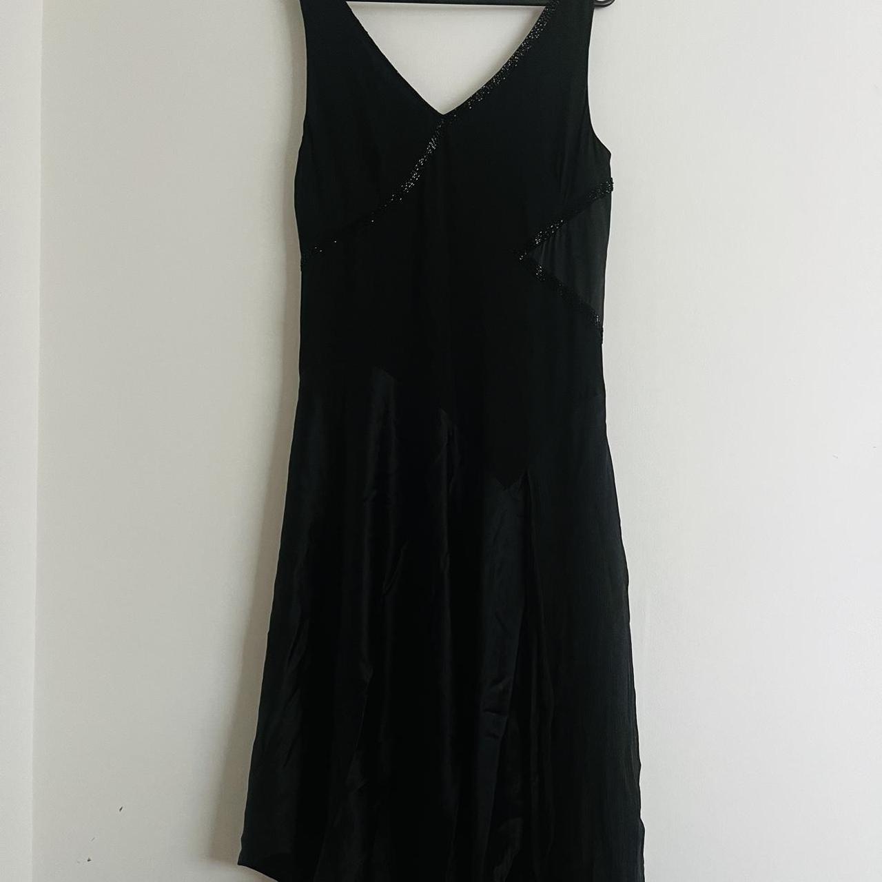 Asymmetrical black v-line Linea dress with... - Depop
