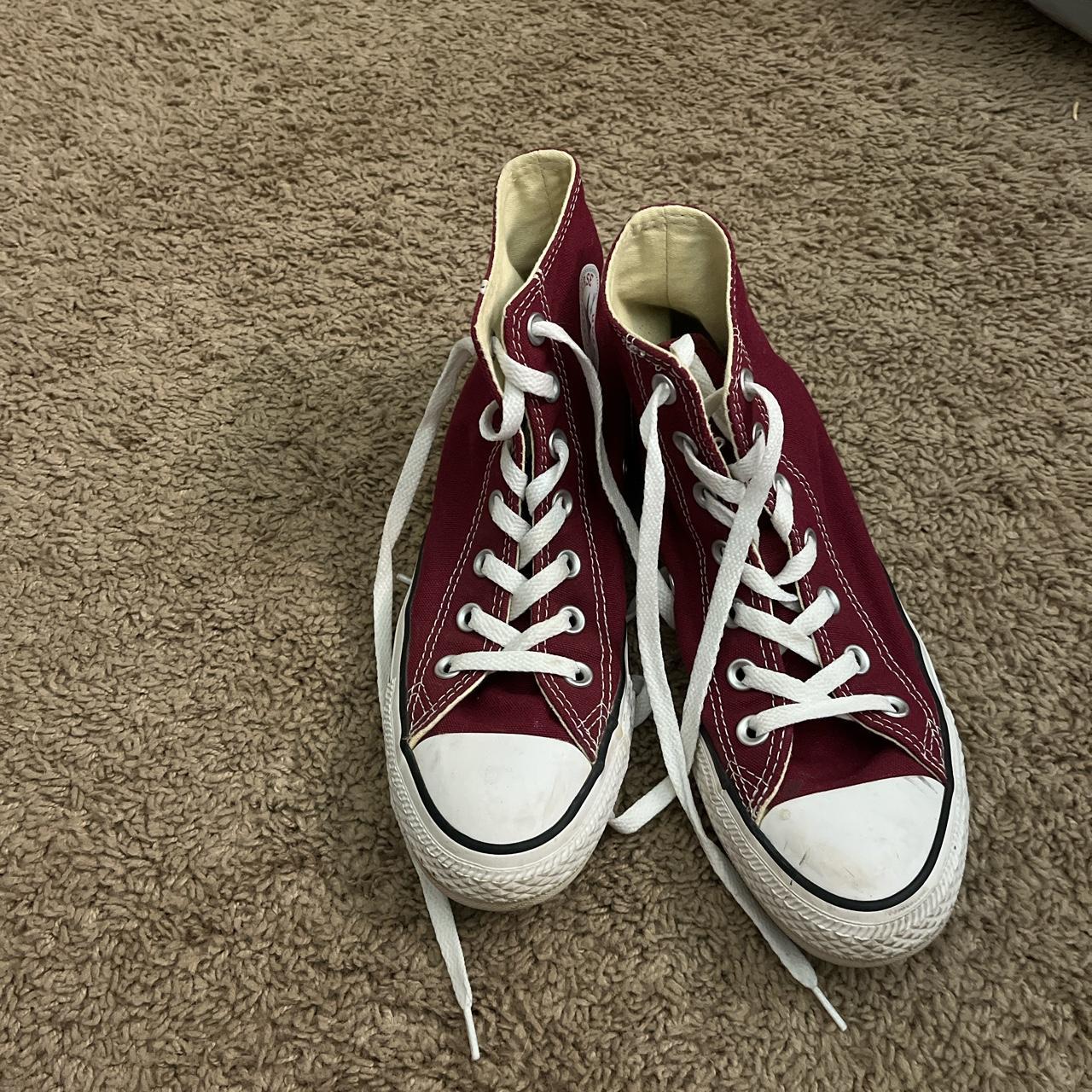 burgundy converse #fall - Depop