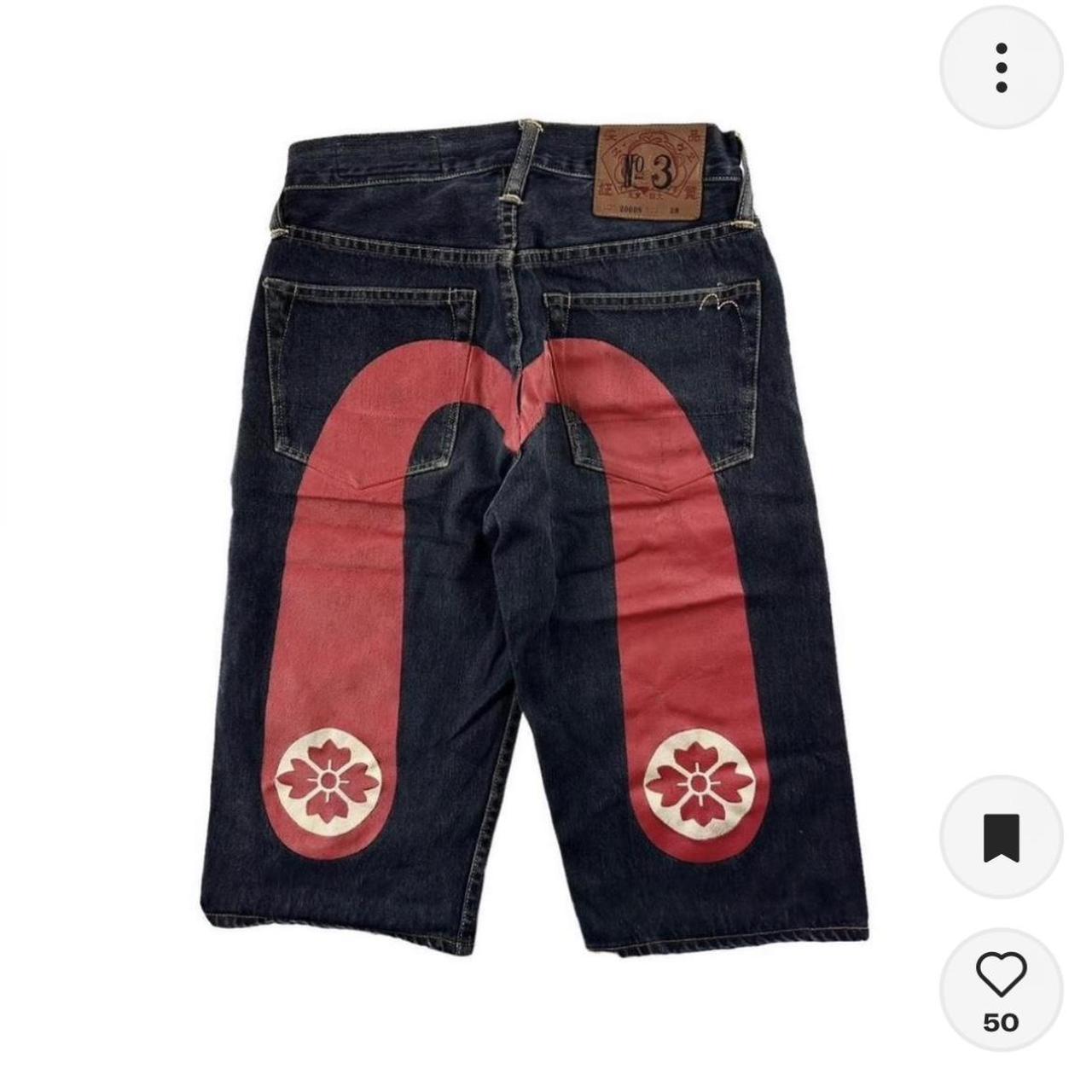 Daicock japenese denim Evisu jorts • waist 28” •... - Depop