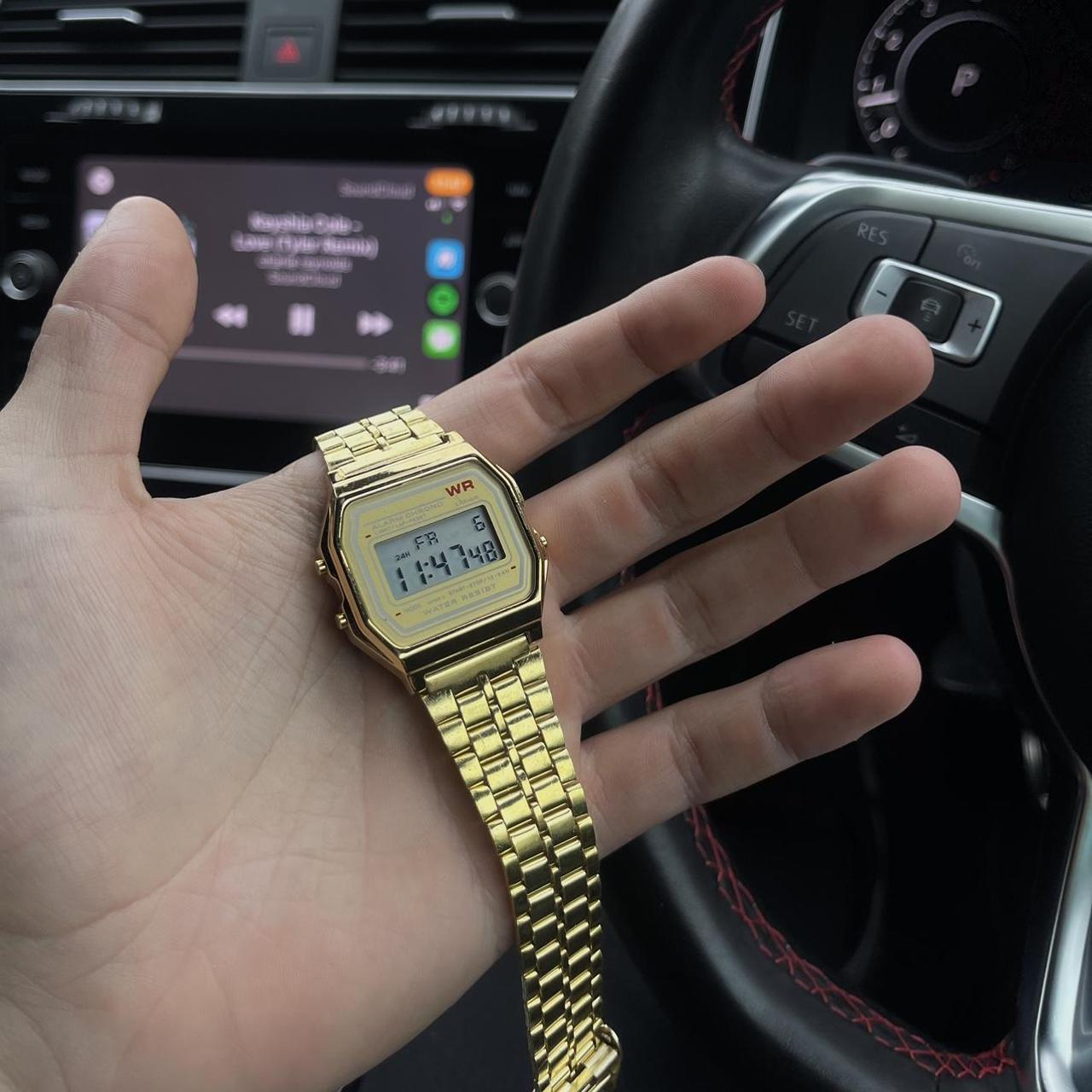 Gold digital alarm watch. Brand new. Stainless... - Depop