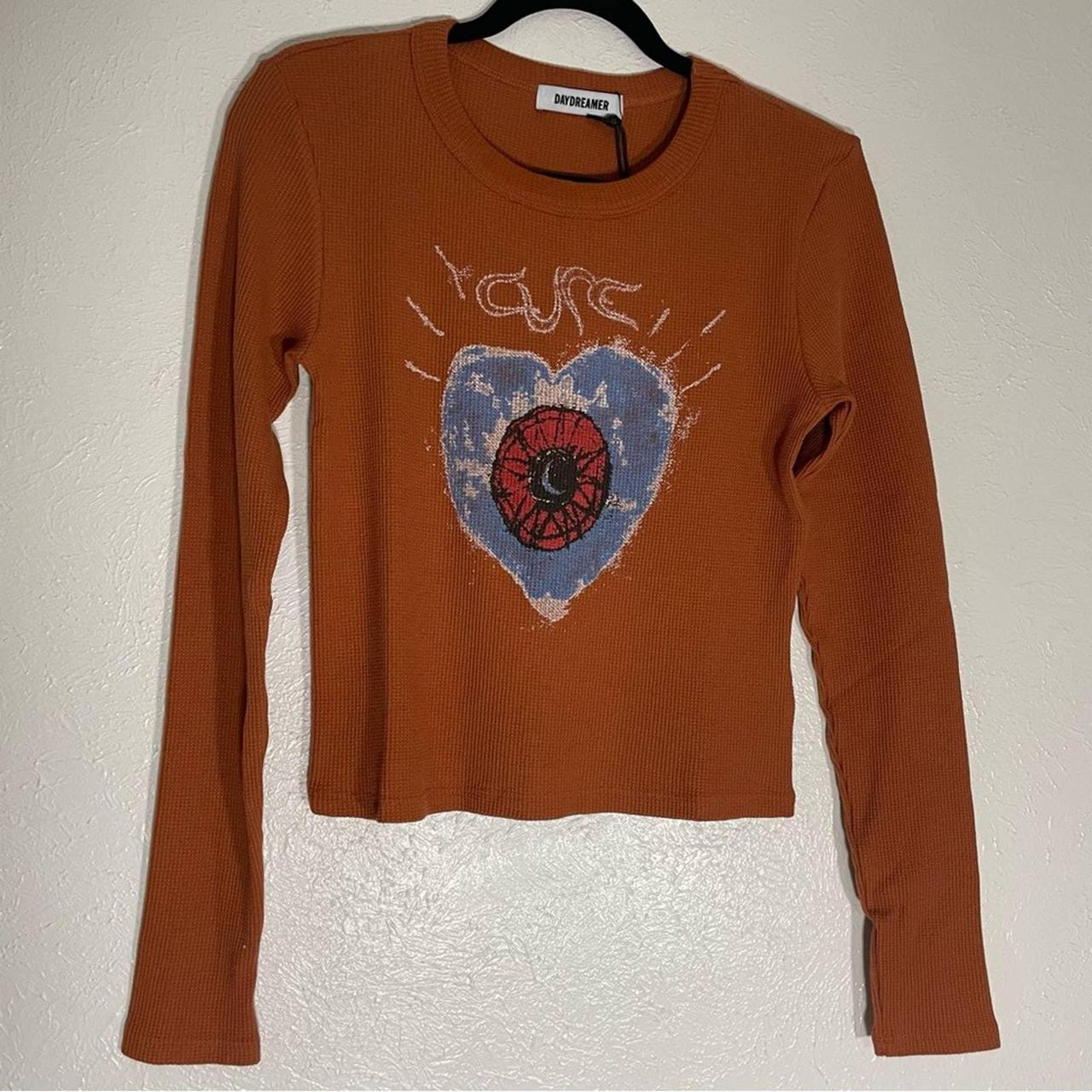 The Cure Heart Shrunken Waffle Knit Top. LongSleeve... - Depop