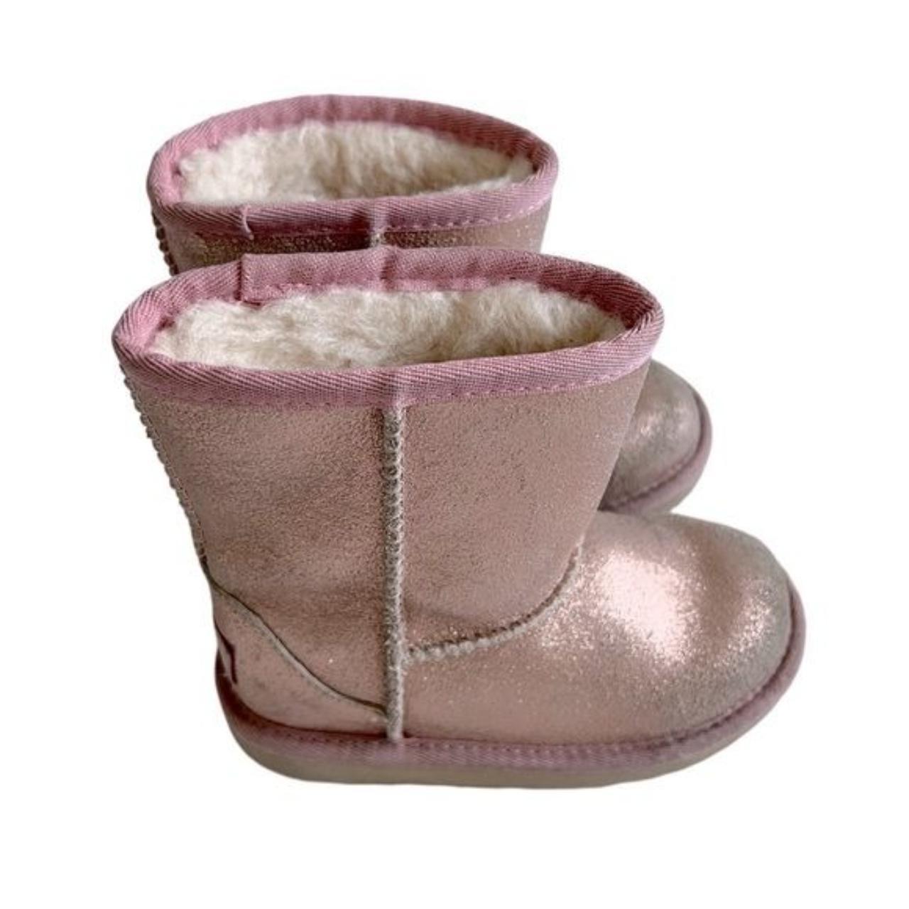 UGG Shiny Classic Pink Shearling Kid Baby Girl Boots... - Depop