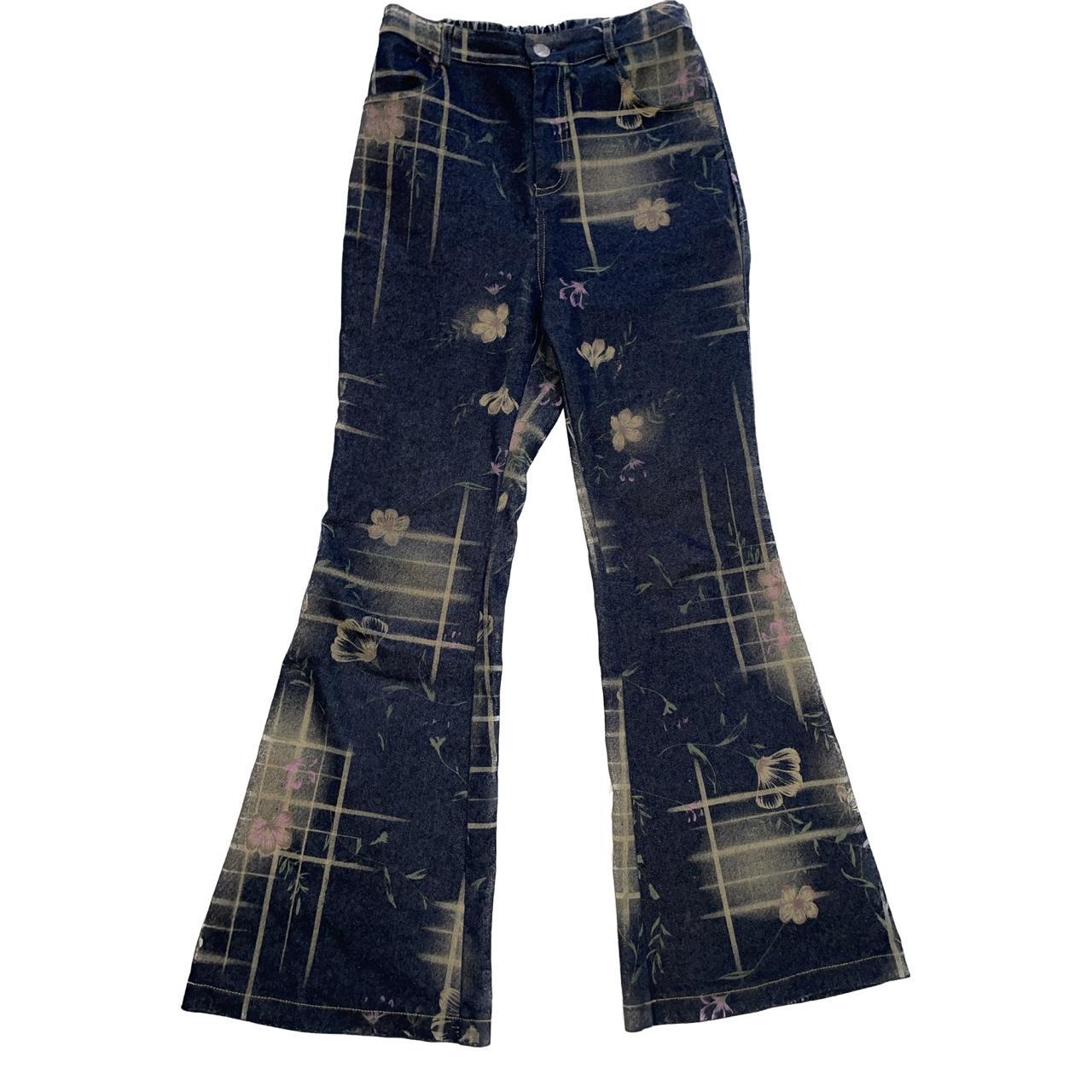 Vintage y2k style jeans With vintage designs... - Depop