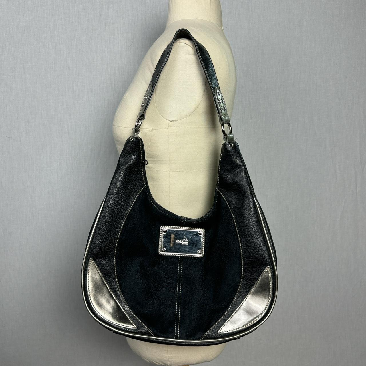 Nine & CO | Black shoulder bag with silver accents... - Depop