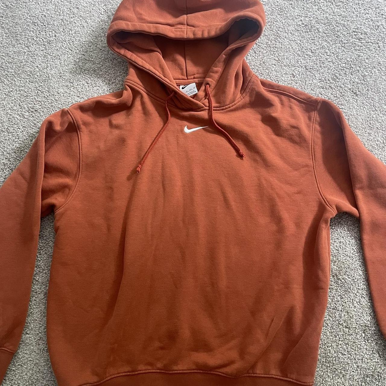 nike XS hoodie. burnt orange one small stain on... - Depop
