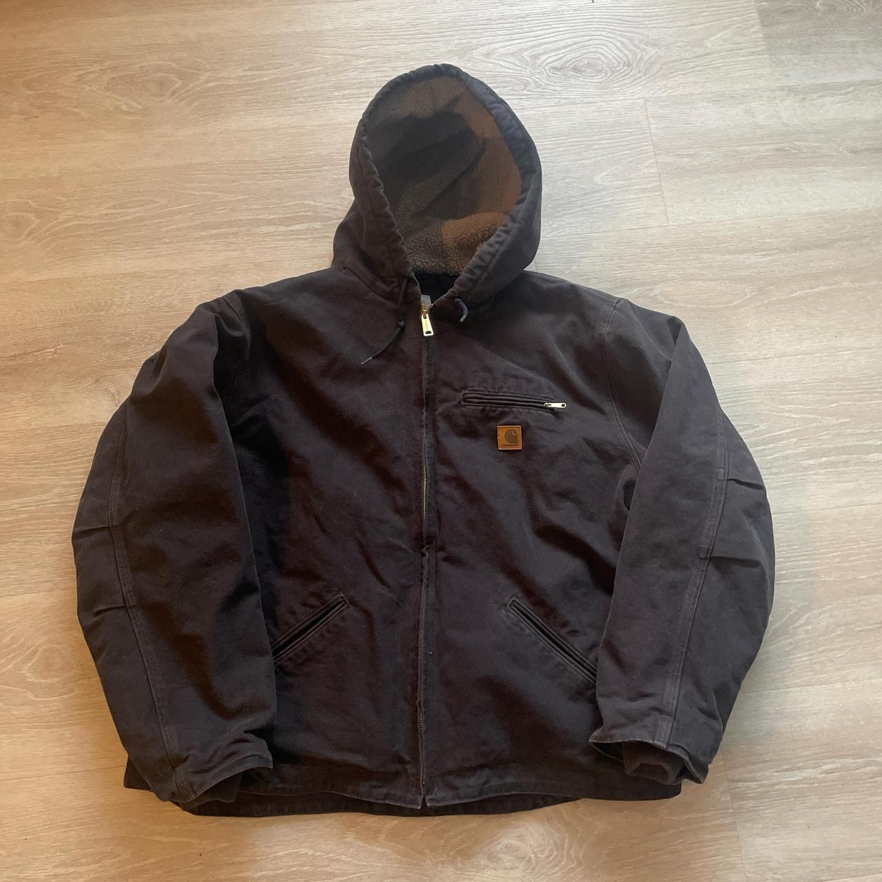 VTG Mocha Brown Detroit Style Hooded Carhartt Jacket... | Depop