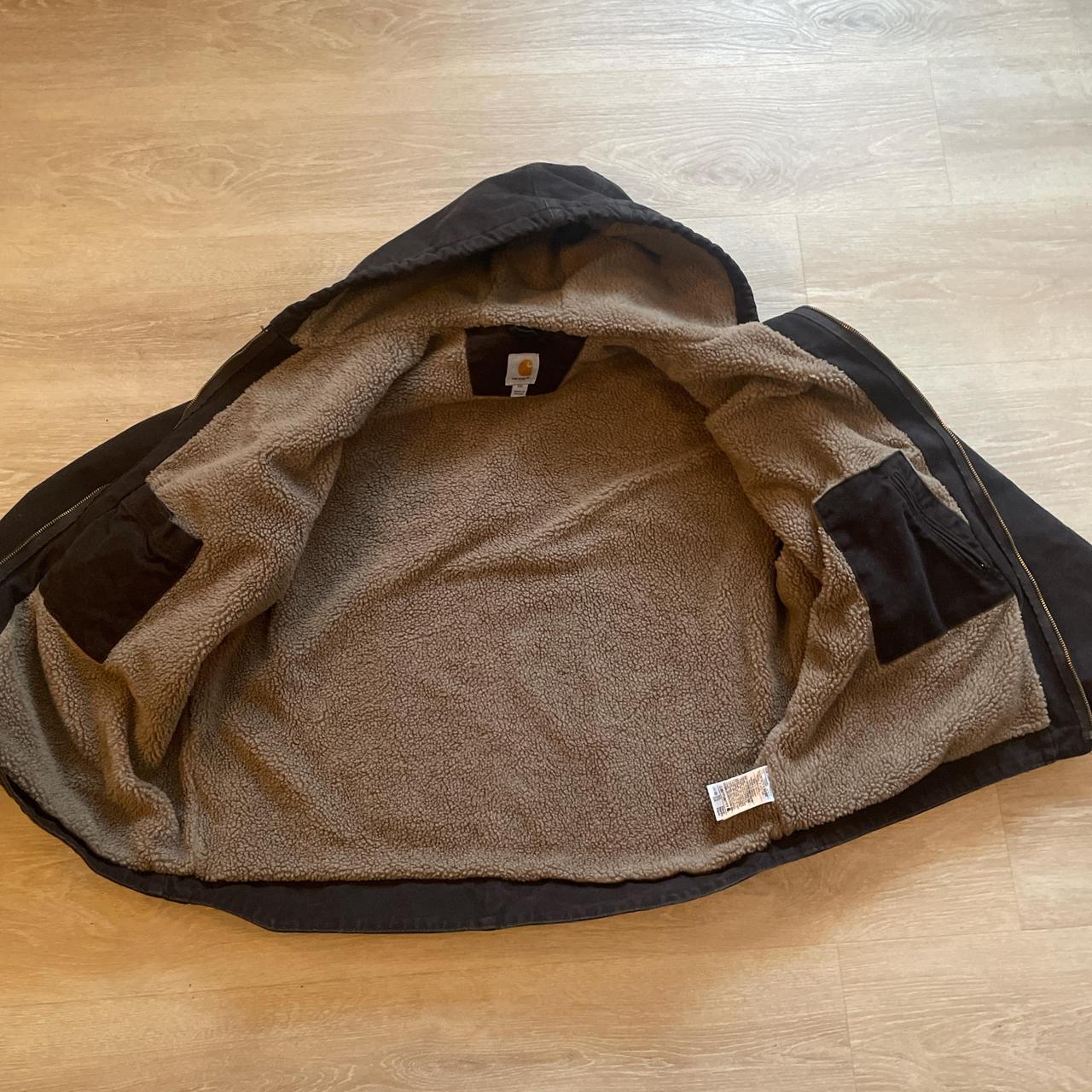 VTG Mocha Brown Detroit Style Hooded Carhartt Jacket... | Depop