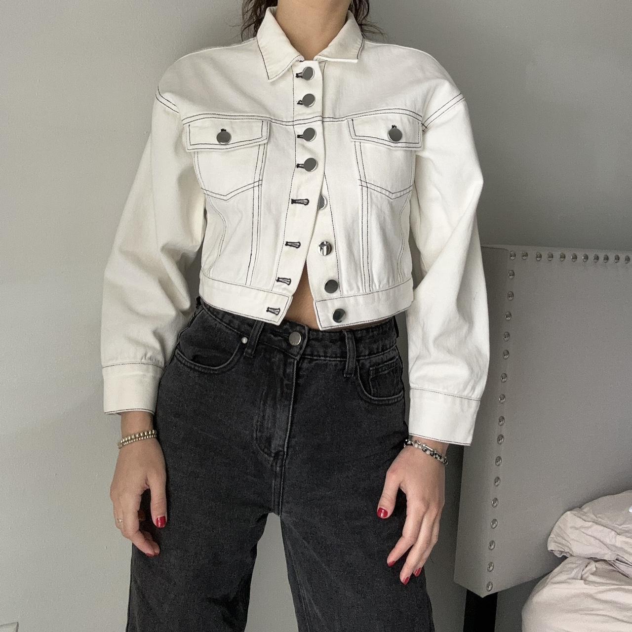 REVOLVE / LPA ~white denim jacket with reverse... - Depop