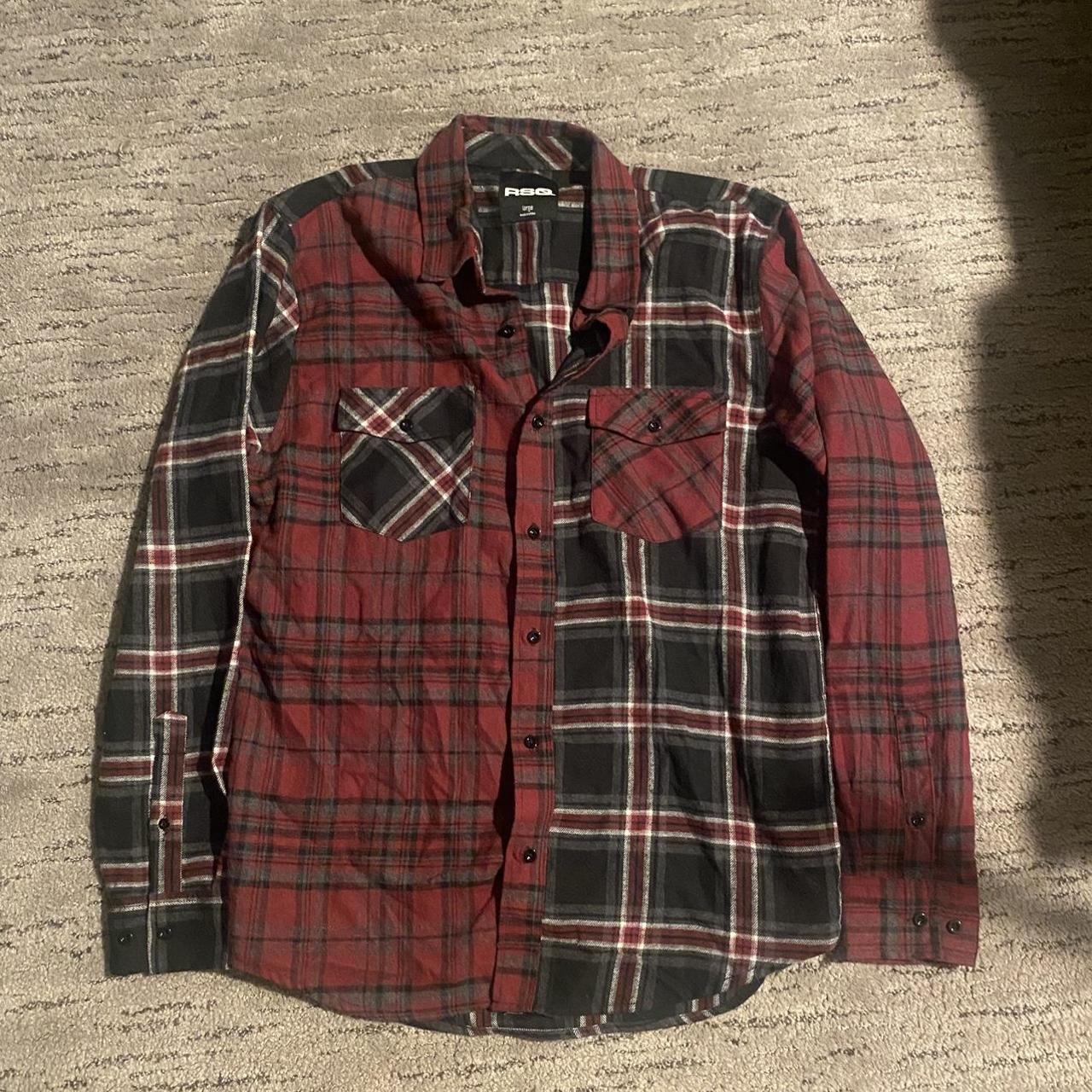 RSQ Red and Black Checkered Flannel Very cool half... - Depop