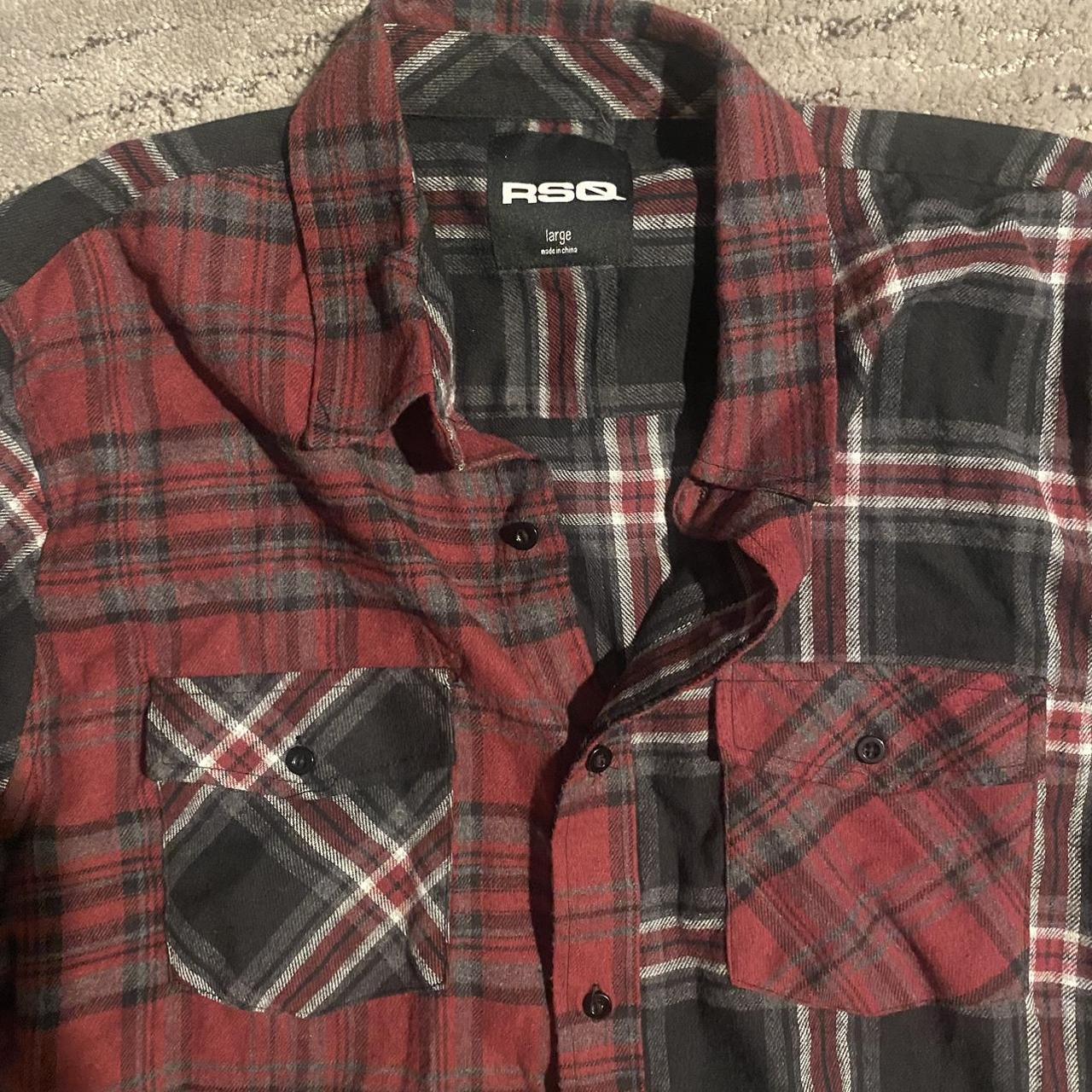 RSQ Red and Black Checkered Flannel Very cool half... - Depop