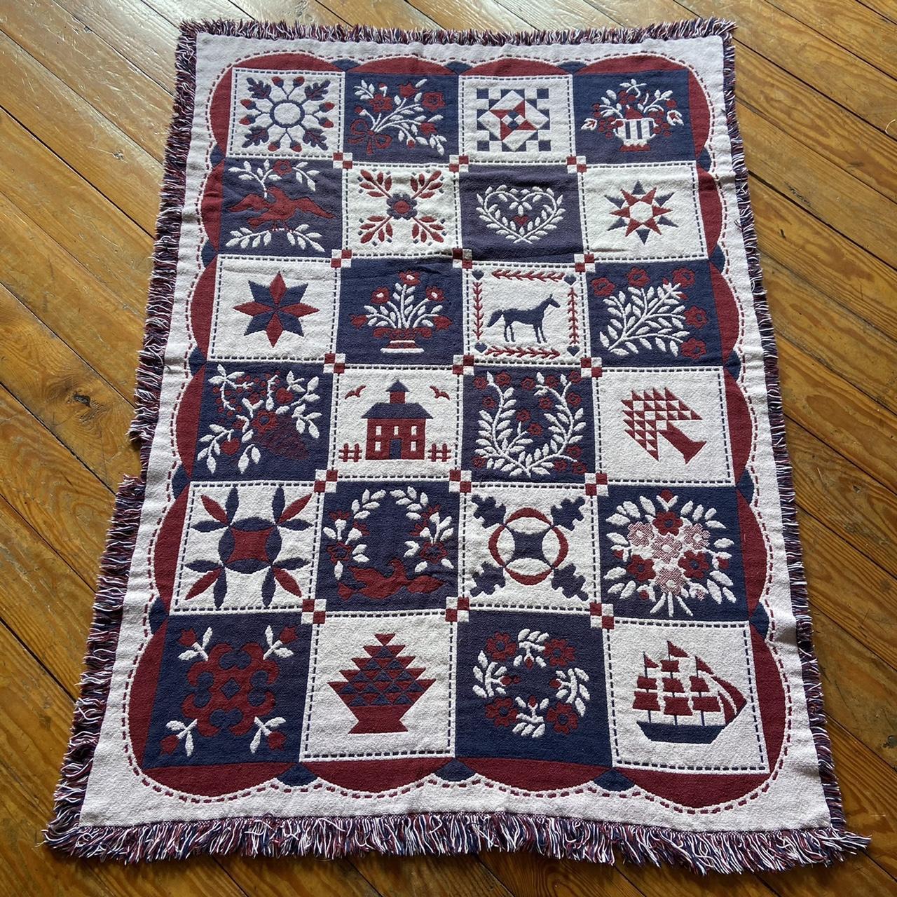 80s vintage block homestead throw blanket |... - Depop