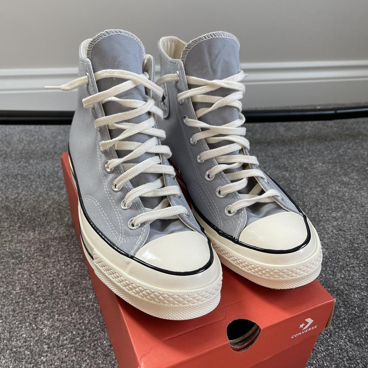 Converse Men's Grey and White Trainers | Depop