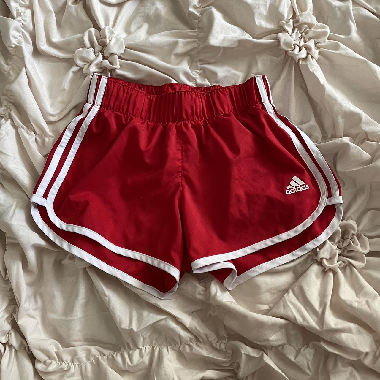 red adidas 3 inch inseam running shorts #blokette... - Depop