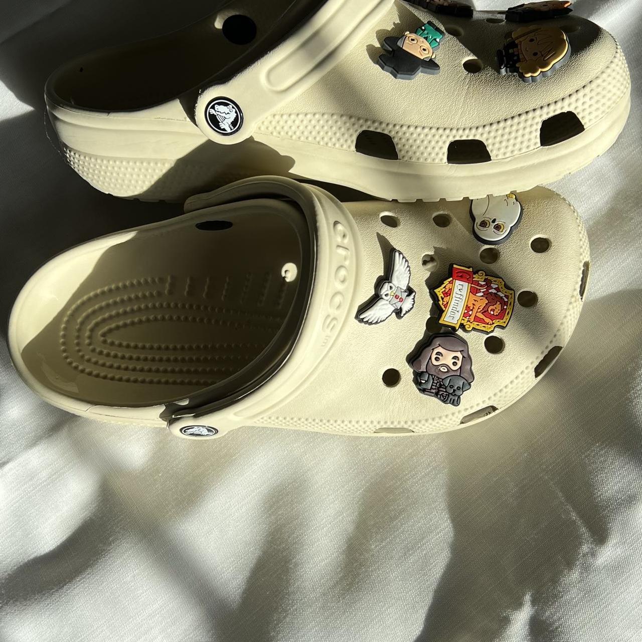 Classic crocs - color bone - with harry potter charms - Depop