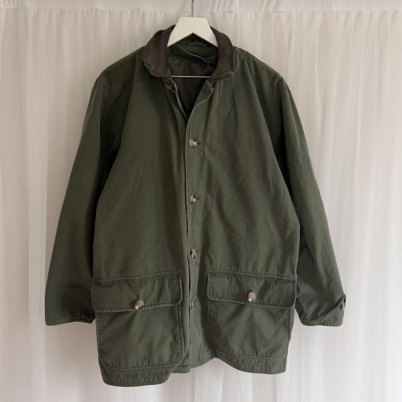 Vintage green chore coat Heavy weight green button... - Depop