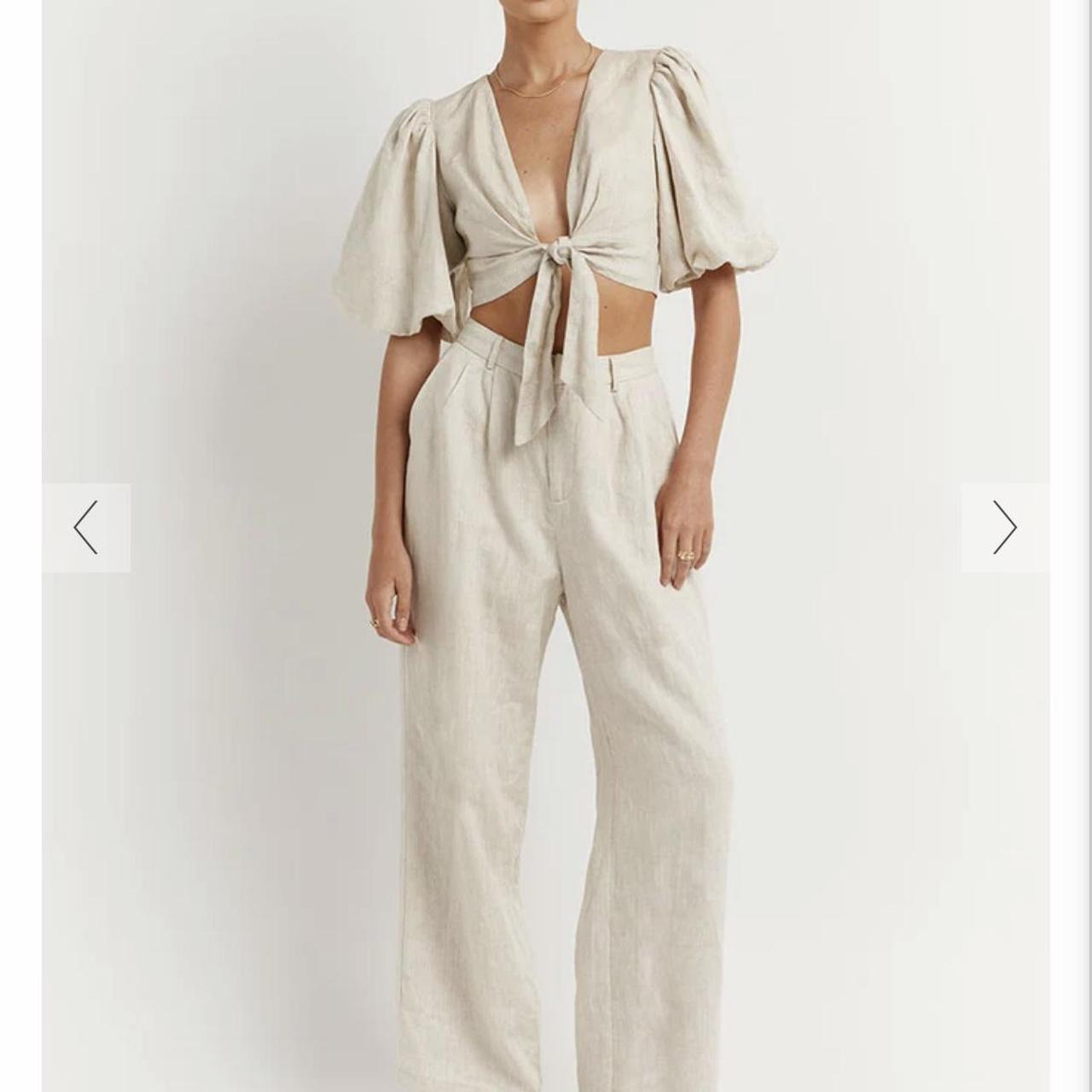 DISSH Hallie Linen Top Natural Size 8 BNWT RRP... - Depop