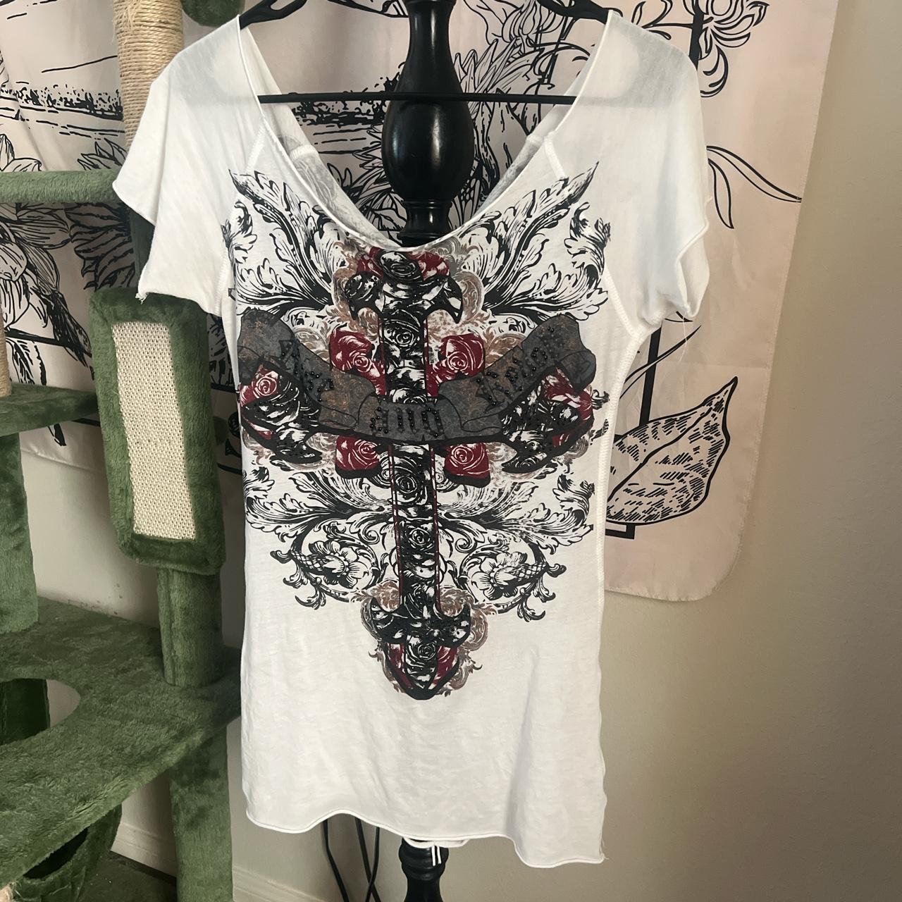 off the shoulder y2k top with back weaving - Depop