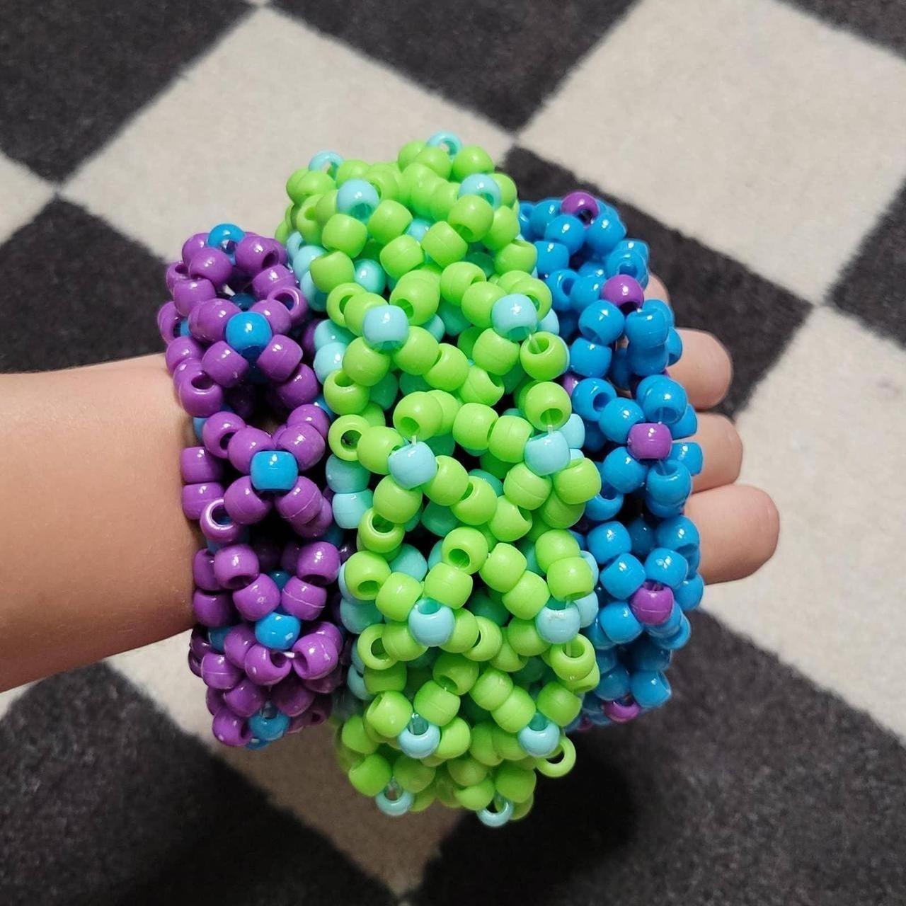 💜💚🩵Alien color scheme large rotating kandi... - Depop
