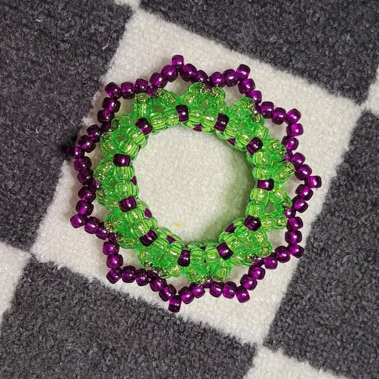 💚💜Alien color scheme Kandi cuff💚💜 ☆Fits most wrist... - Depop