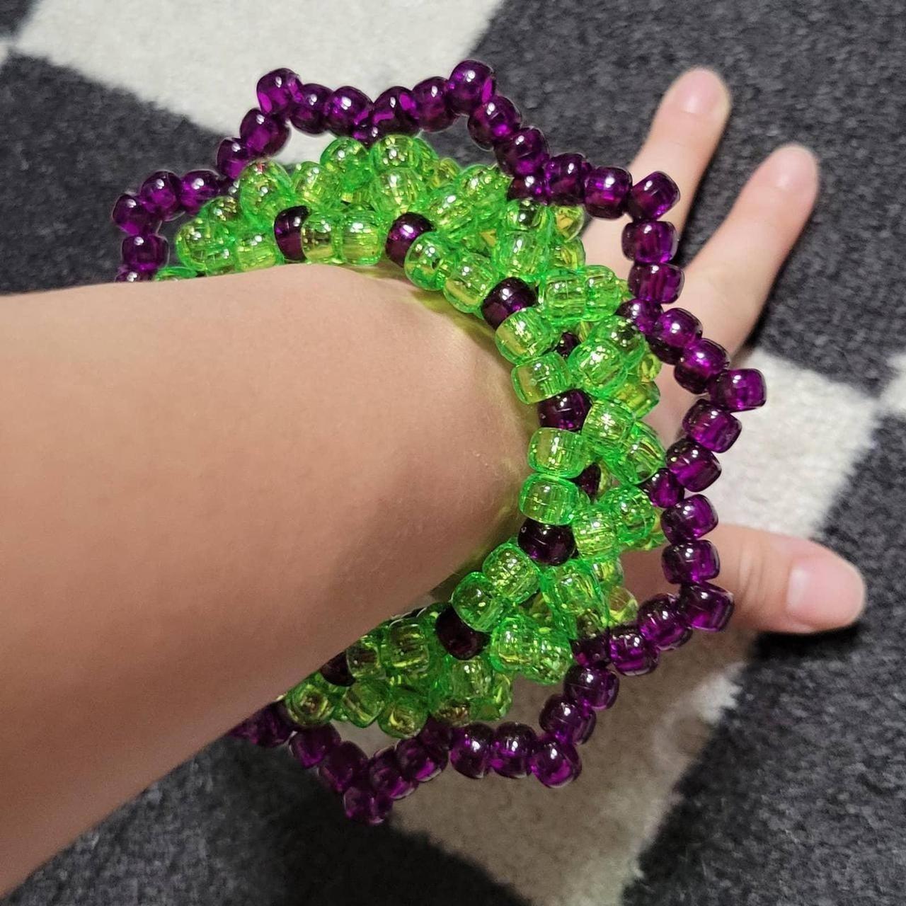 💚💜Alien color scheme Kandi cuff💚💜 ☆Fits most wrist... - Depop