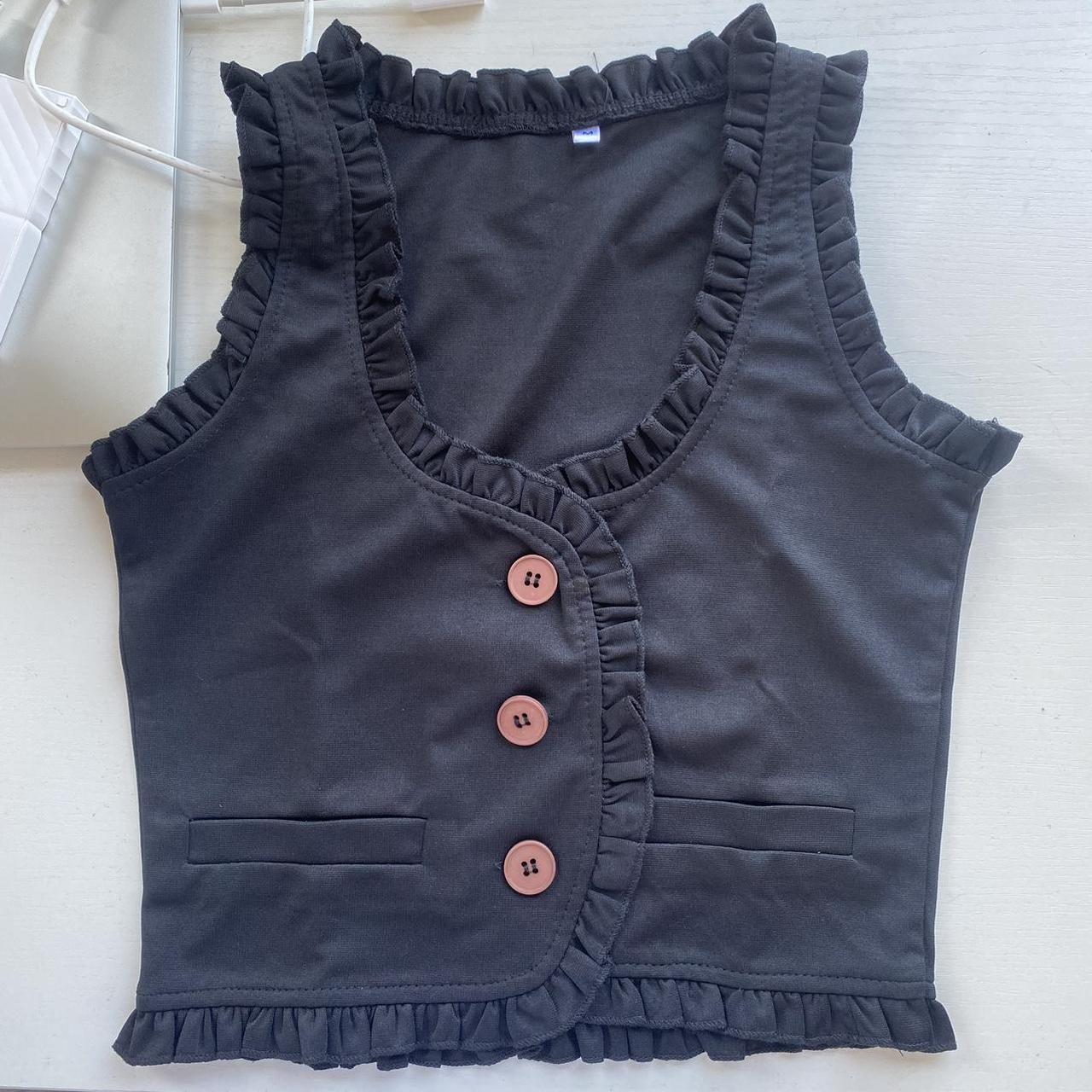 Ruffle Button Up Vest A button up vest with... - Depop