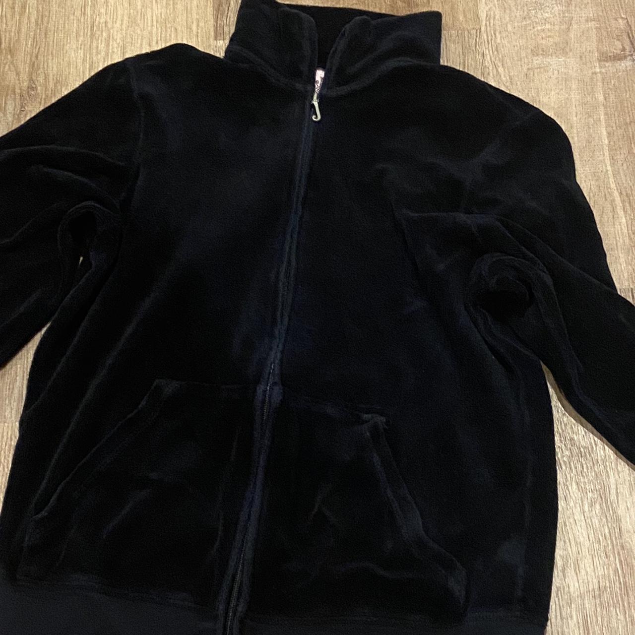 Black Y2K juicy couture zip up (Medium) Terri cloth... - Depop
