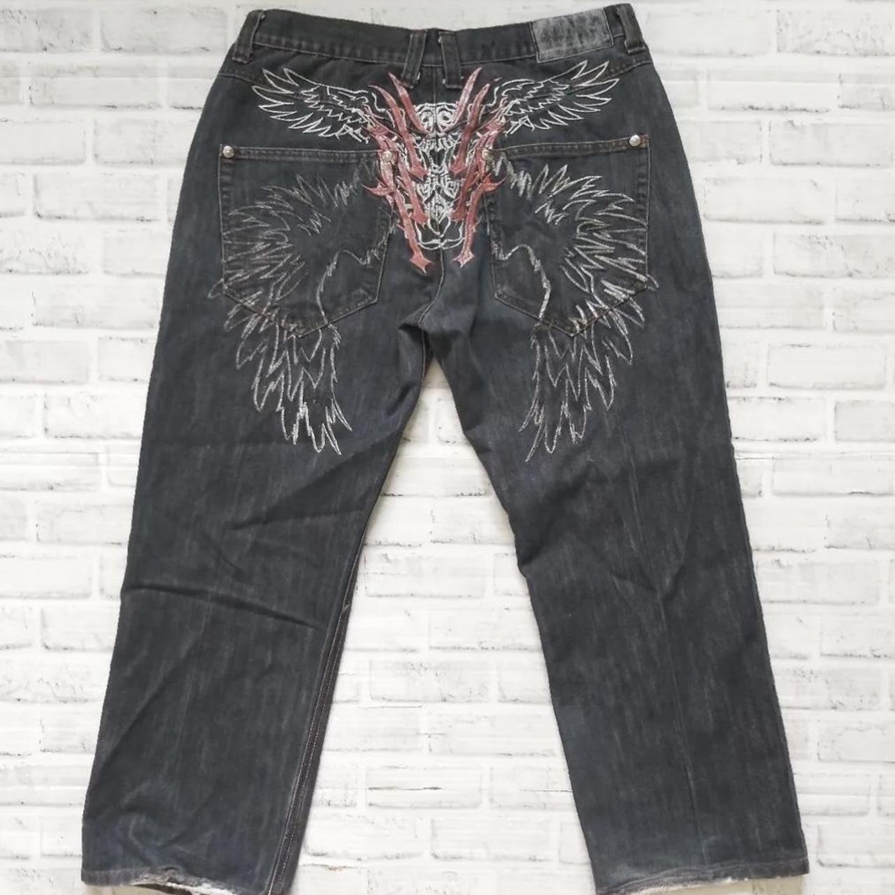 insanely rare embroidered jeans. another of my top... - Depop