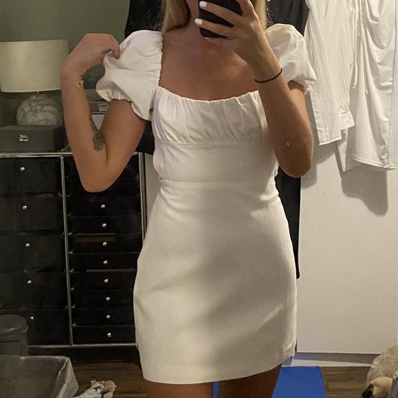 Zara white backless lace up dress Only worn once,... - Depop