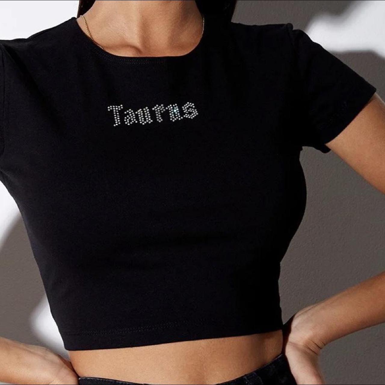 Motel Women's Black and Silver Crop-top | Depop