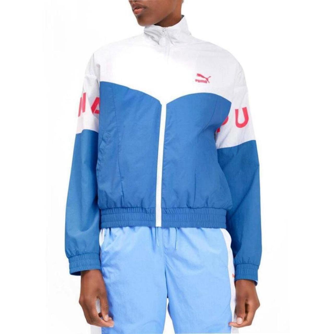 Puma Xtg Women's Track Jacket White Blue Size... - Depop