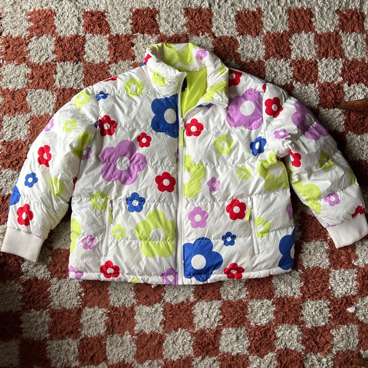 Wild Fable XXL flower power puffer jacket, flaws... - Depop