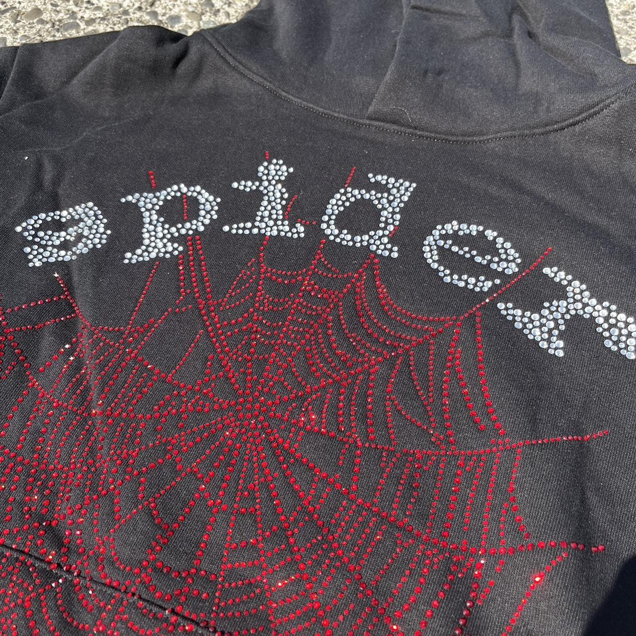 Sp5der rhinestone hoodie brand new never worn... - Depop