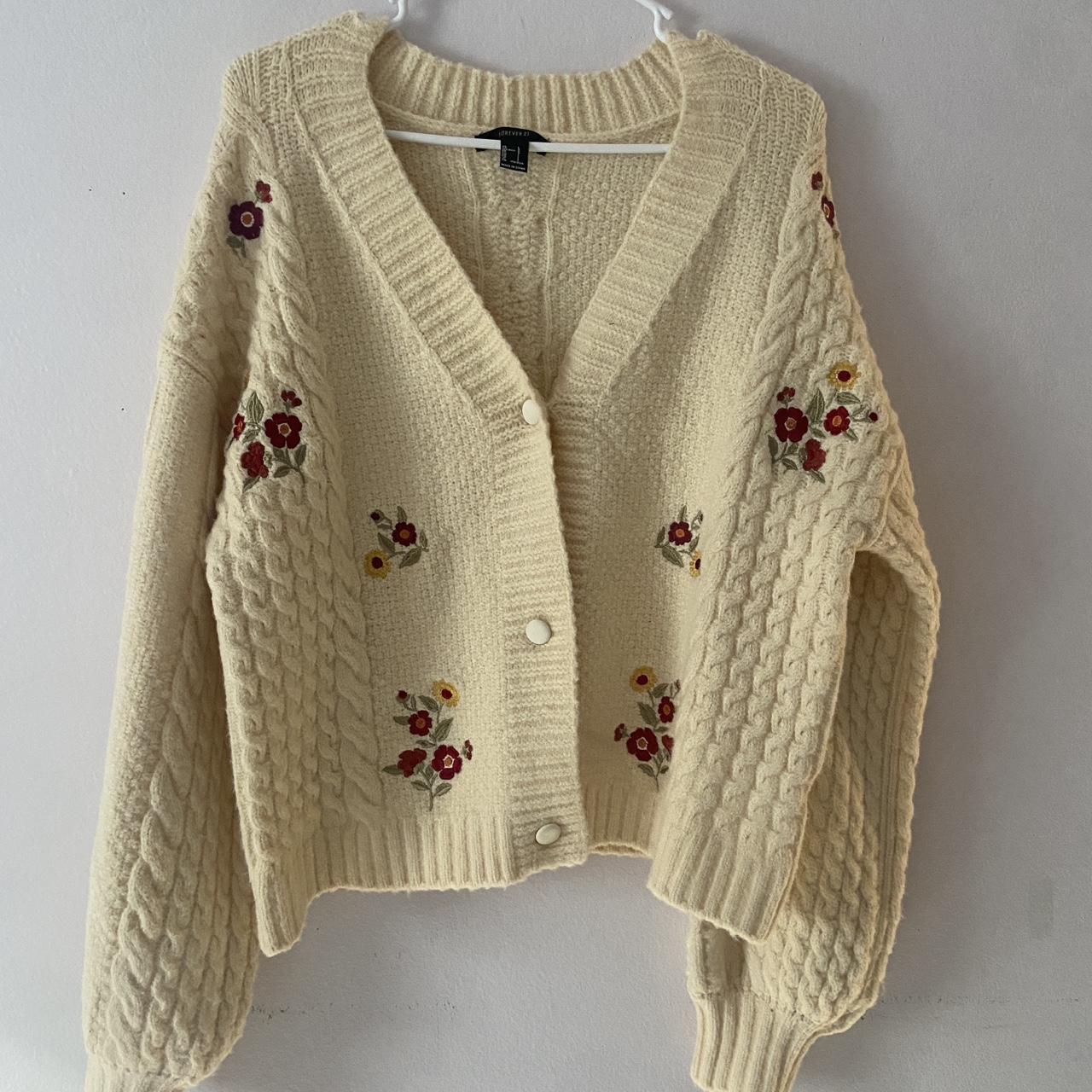 Super Cute Cardigan With Embroidered Flowers Lmk If Depop
