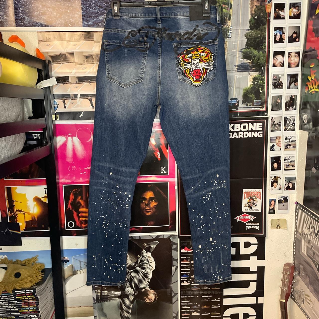 Ed Hardy denim jeans, came in with distressing.... - Depop