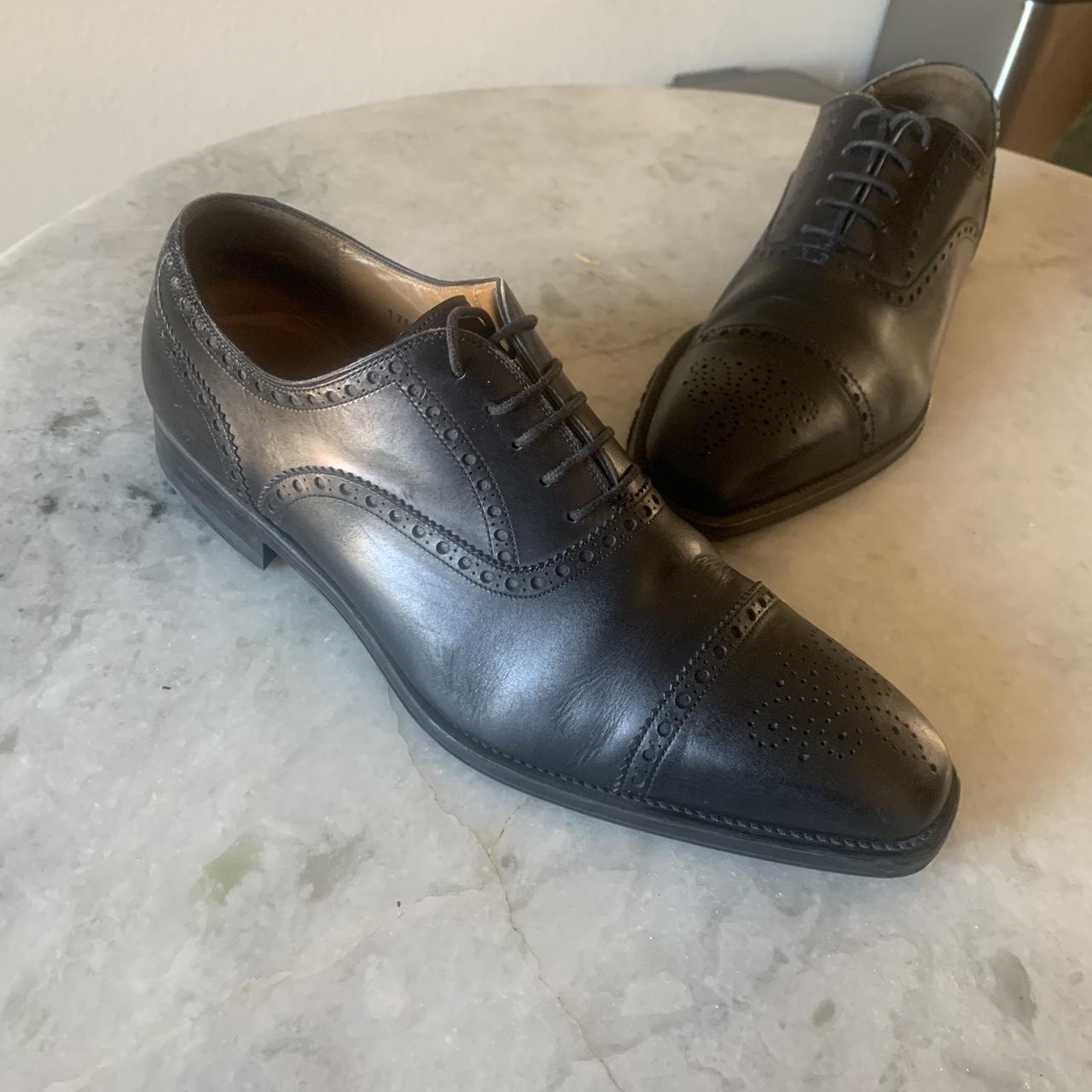 Magnanni black modern wingtips with Rubber sole No... - Depop