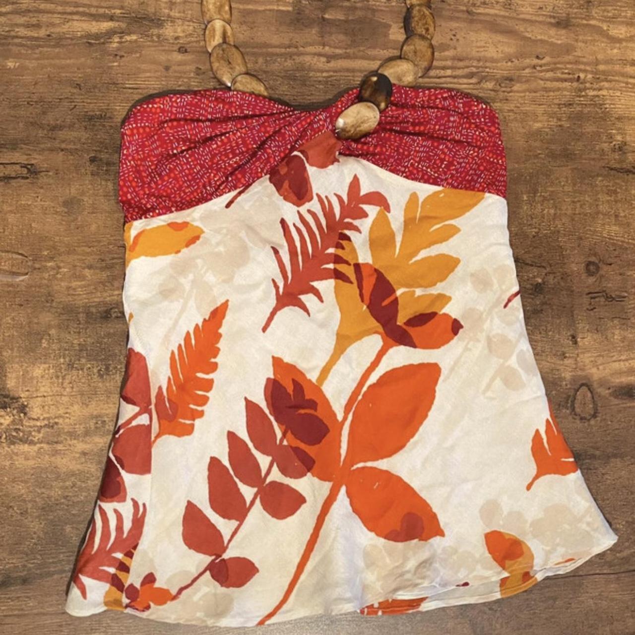 Italian silk halter cami neck top Floral print,... - Depop